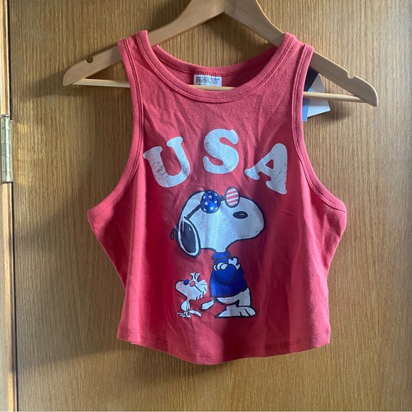 Peanuts | Tops | Peanuts Patriotic Usa Snoopy Cropped Tank Top Xl ...